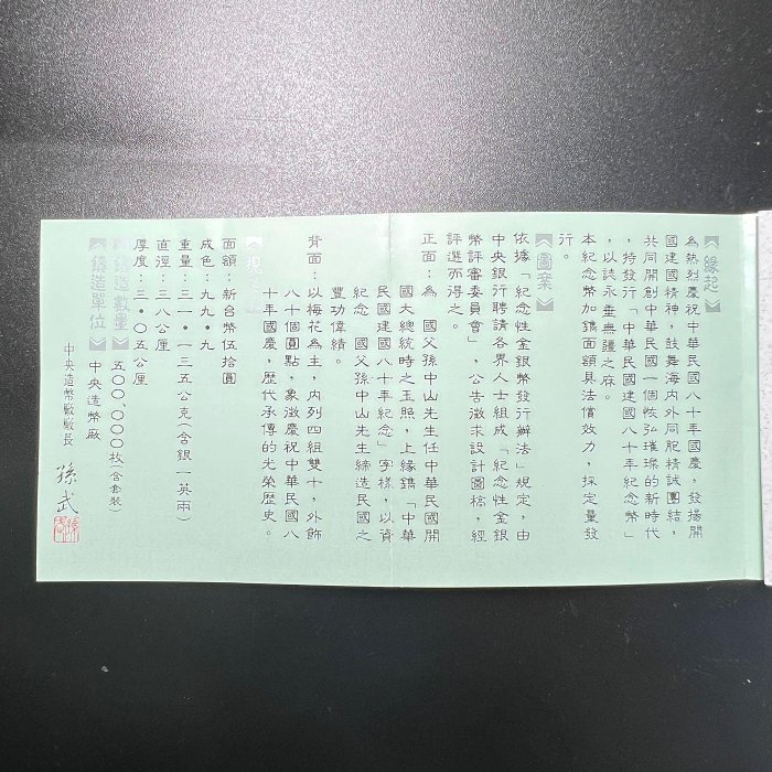 0718-12 民國80年$50，建國80年紀念銀幣，共1枚，品項如圖 | Yahoo拍賣