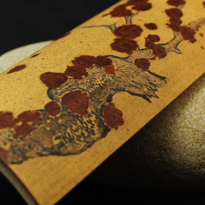 【桑園の】藏品 天然 湘妃竹 斑竹 茶則 職人 純手雕 紅梅 四鬼厚慶 款 (委託品) Q 7403 A09 | Yahoo拍賣