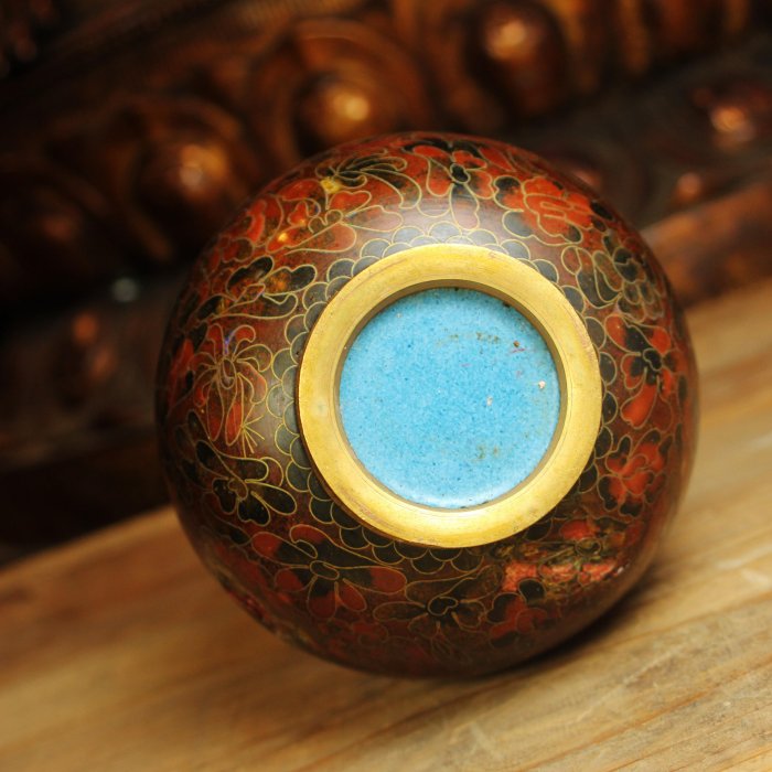 【桑園の】清代老件 景泰藍 銅胎 掐絲琺瑯 金絲花 銅花瓶 藝術品 珍藏老件 (委託品) Q 8017 A01 | Yahoo拍賣