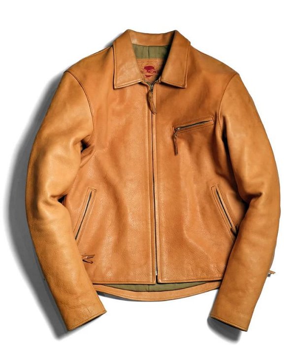 [ Satisfaction ] 天神Tenjin Works經典原色牛皮直拉鍊襯衫領皮衣 日本製 | Yahoo拍賣