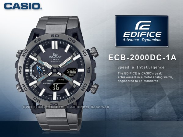 CASIO 卡西歐 EDIFICE ECB-2000DC-1A 雙顯男錶 碳纖維 藍牙 太陽能 防水 ECB-2000 | Yahoo拍賣