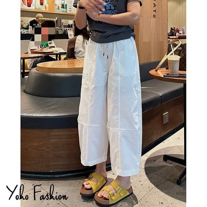 YOHO 冰涼速乾氣球褲 實拍夏季寬鬆冰涼速乾闊腿九分褲 休閑褲 (DXQ25036) | Yahoo拍賣