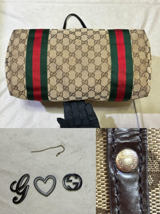 一元競標～ 正品 GUCCI古馳 牛皮Jolie 大號托特包 皮革💗愛心吊飾A4公事包💼側背包 緹花布肩背包 真皮滿版GG中性波特包 精品包 流浪包 隨行包 | Yahoo拍賣