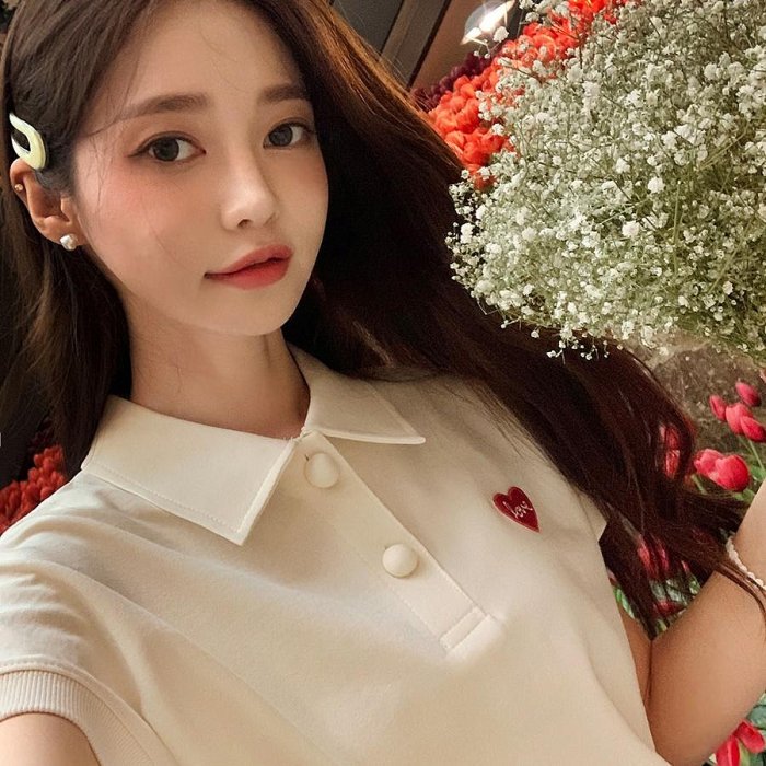 Bellee 正韓 小愛心補釘POLO短袖彈性棉上衣 (3色)【0422-78】 | Yahoo拍賣