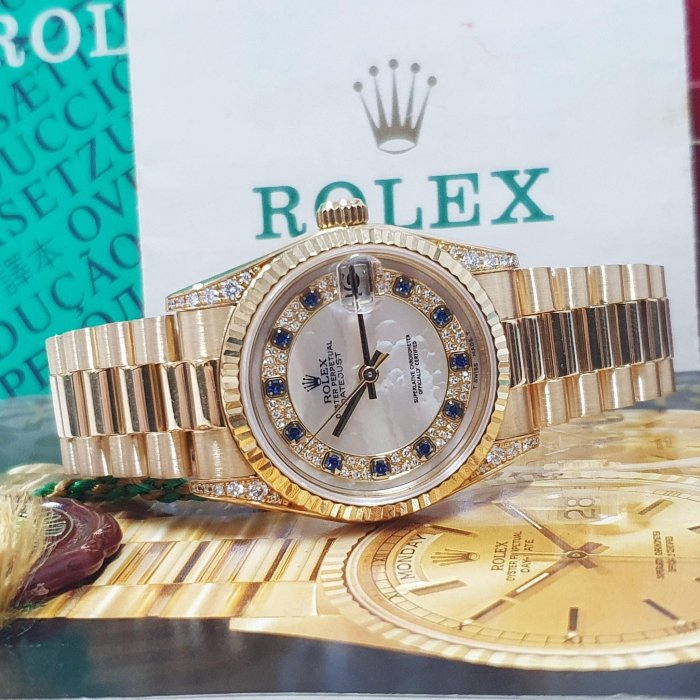 【大眾名錶】ROLEX 勞力士 68238 Datejust 中型 市場極罕見錶款 配上極罕見貝殼藍寶石多層鑽面盤 大眾當舖B461 ...