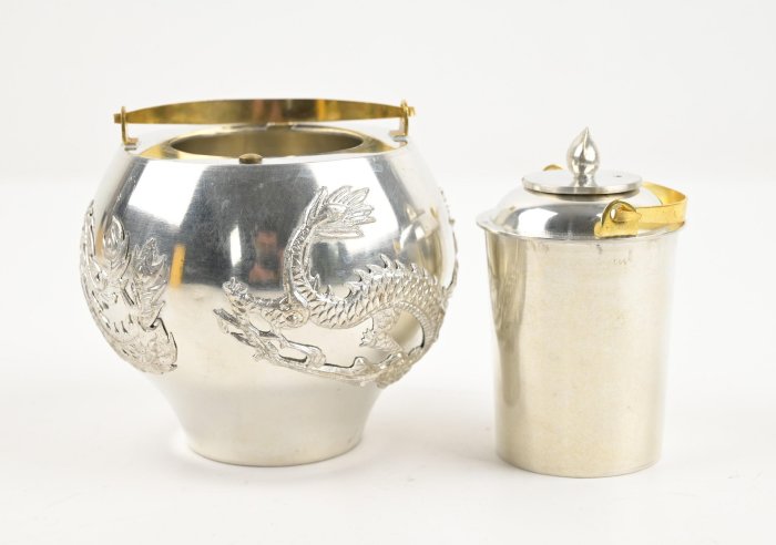 《玖隆蕭松和 挖寶網R》金屬 龍鳳呈祥 暖酒壺 燙酒壺 擺件 (11571) | Yahoo拍賣