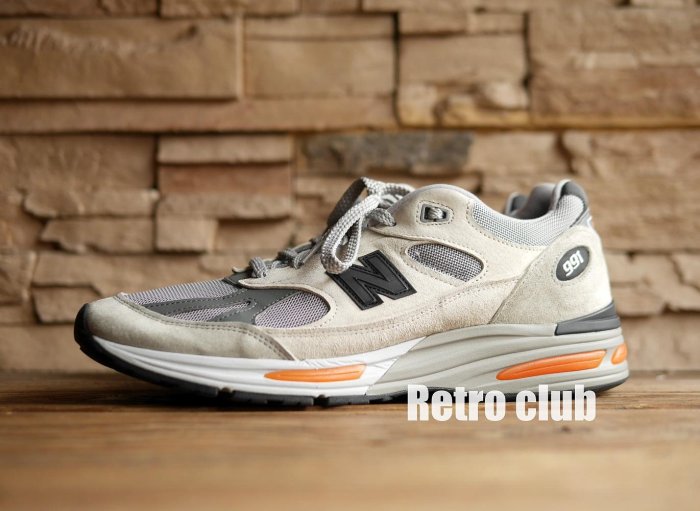 Retro CLUB【一元起標】【近全新】美國 NEW BALANCE U991BS2 991v2 英製 灰色 麂皮拼接尼龍 復古慢跑鞋 ...