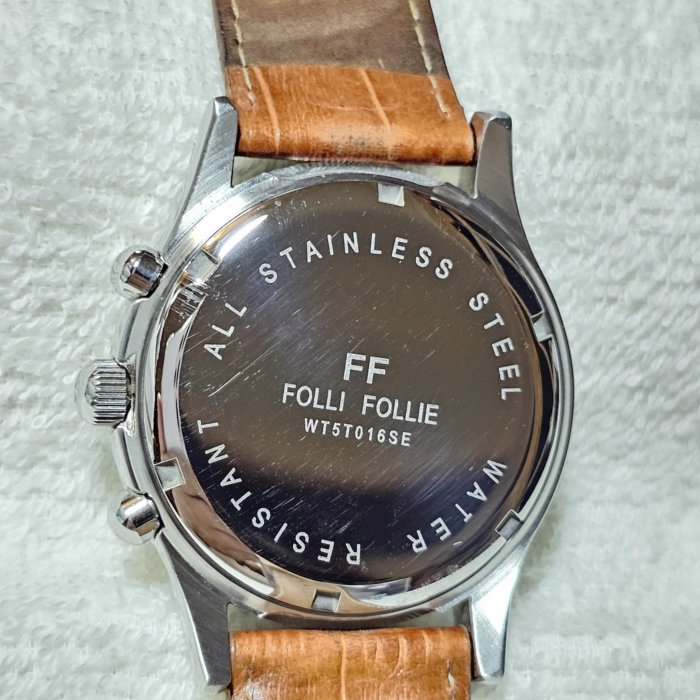 【一元起標】【精品廉售/手錶】潮牌Folli Follie 三眼計時器 豪華款石英男士錶/原裝皮錶帶*高價好錶*佳品 | Yahoo拍賣