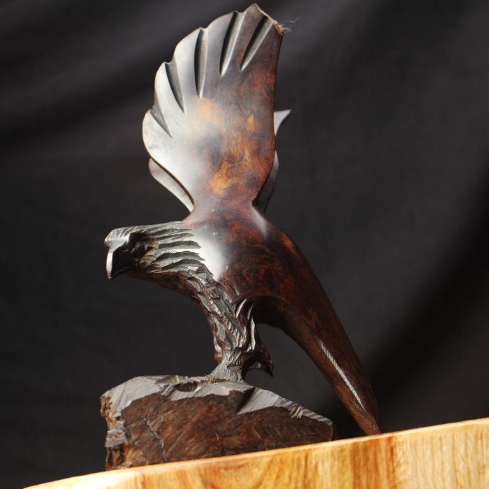 【桑園の】大鵬展翅 翱鷹 實木 大展鴻圖 雕件 (委託品) Q 7205 A03 | Yahoo拍賣