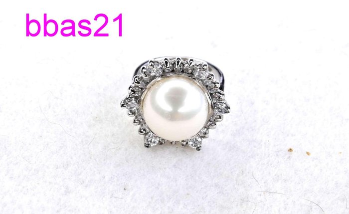 *bbas21精品百貨*典雅半面珍珠純銀造型戒指一元起標~新g980 | Yahoo拍賣