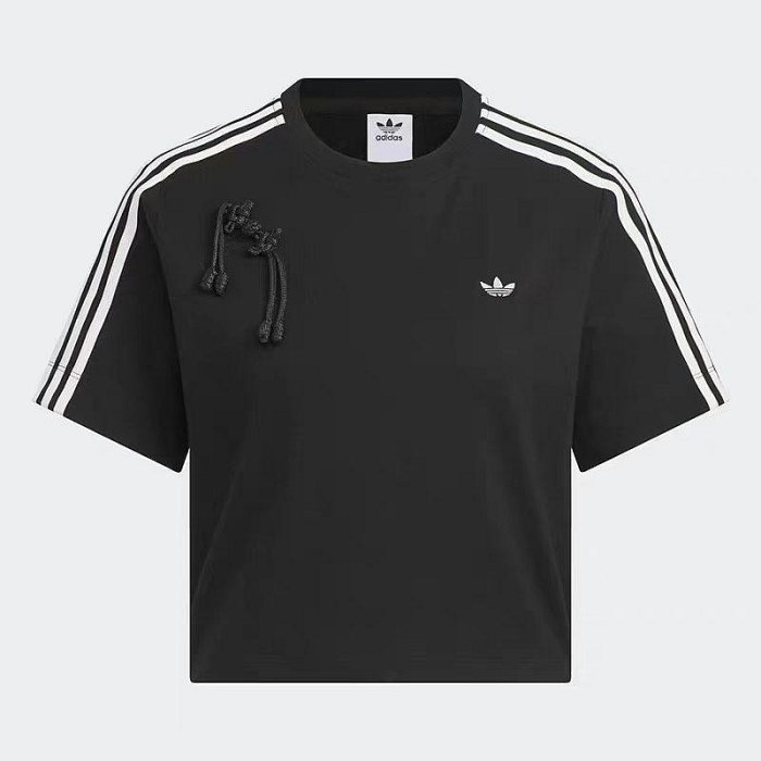 Adidas三葉草短袖繡 品質冰絲透氣圓領短袖 冰瓷棉新中式風立領盤扣修身款短袖T恤 辣妹顯瘦短款寬鬆短款上衣半袖打底衫套頭衫休閒運動T恤 ...