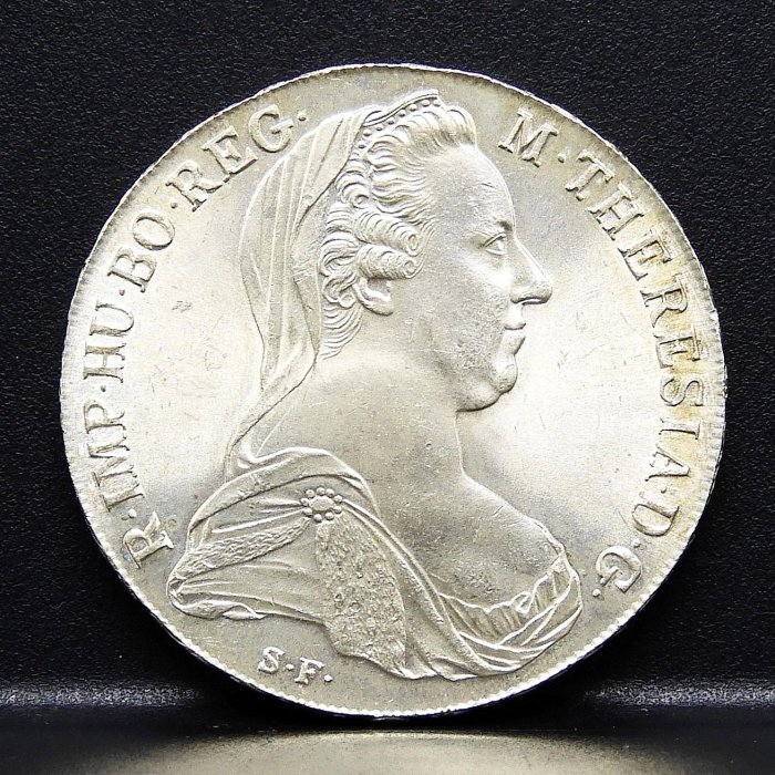【周日結標】(J073-1)=1780年 奧地利王國 瑪麗亞特蕾莎(大奶媽)1塔勒銀幣=1枚(後鑄版)=重約27.9g | Yahoo拍賣