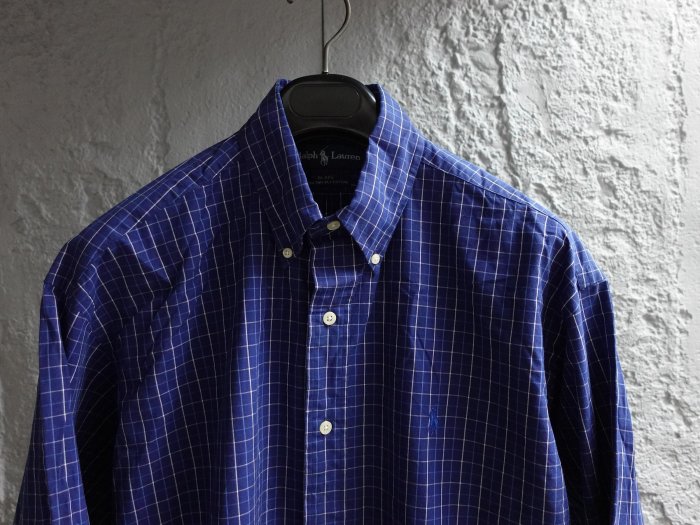 CA 雷夫·羅倫馬球 Ralph Lauren 全新 深藍格紋 純棉 長袖襯衫 M號 一元起標無底價E147 | Yahoo拍賣