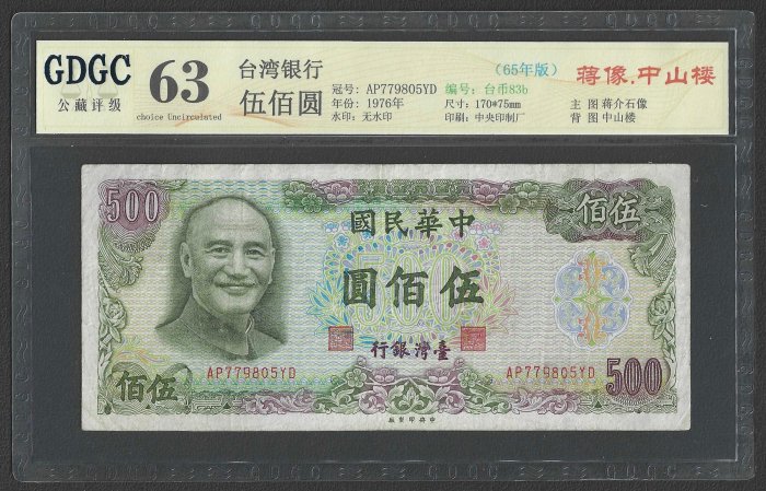 【週日21:00】56~U44~民國65年台銀伍佰圓 公藏63 | Yahoo拍賣