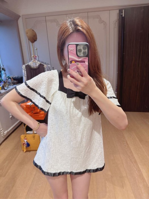 sogo購 u're 氣質優雅 赫本黑白撞色 蕾絲雕花後綁帶蝴蝶結 公主傘擺顯瘦上衣 snidel lily brwon ined 23區 | Yahoo拍賣