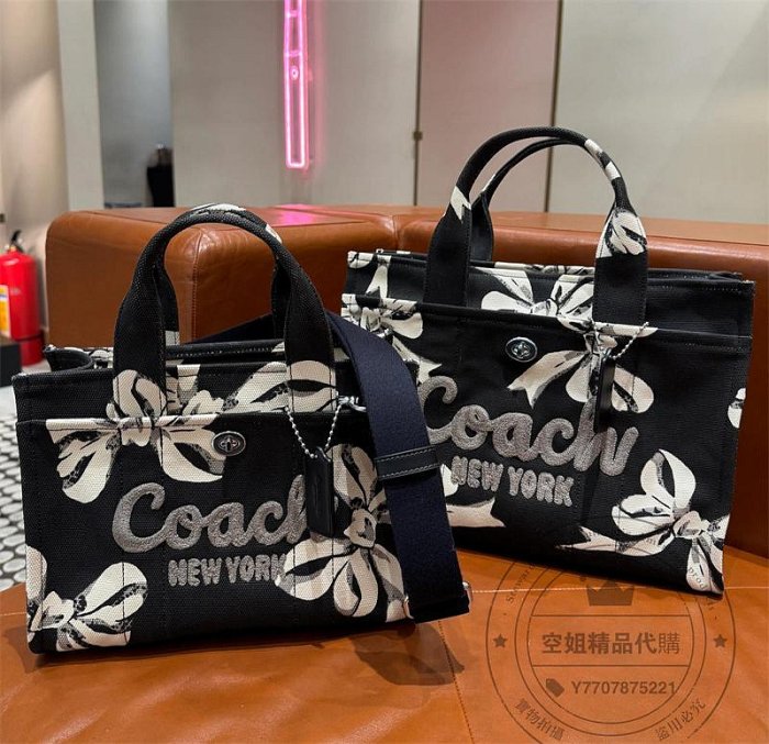 空姐精品代購 COACH CY844 CY842 蔻馳熱賣 Cargo tote 帆布徽標織物 女士托特包 方包 手提包 單肩斜挎包 大容量 ...