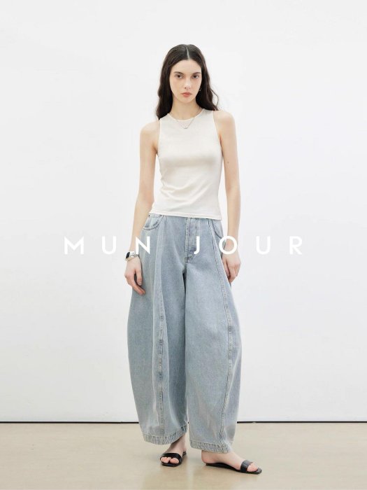 代購 vip 九折 舒爽透氣天絲長絨棉 顯瘦氣球解構九分牛仔褲 特價3880(m | Yahoo拍賣