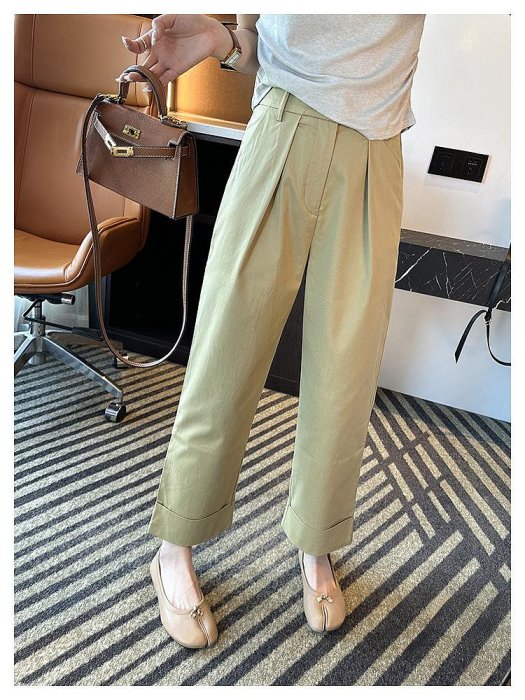 【Casi Cielo日韓】超正版型 完美修飾褲！立體打摺設計 寬鬆 高腰錐形褲 休閒褲 西裝褲（2色） M608 真經典 | Yahoo拍賣