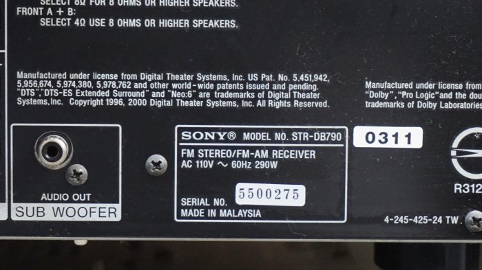 【啓晟音響】日本SONY STR-DB790 6.1聲道劇院環繞擴大機一元起標無底價 | Yahoo拍賣