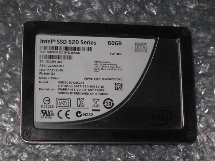 售:intel 520 Series 60GB 2.5吋 SATA3 SSD固態硬碟(良品) | Yahoo拍賣