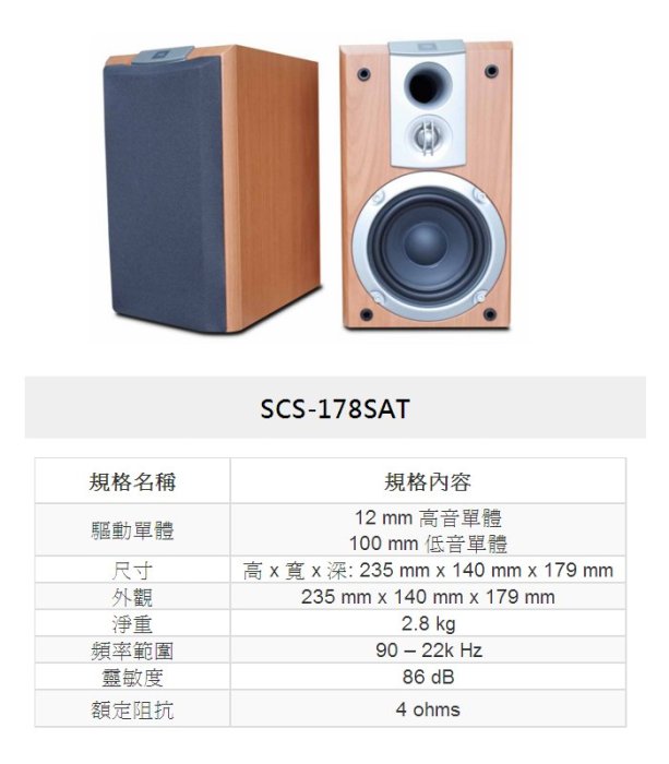 【美國JBL】 SCS-178 SAT 二音路環繞喇叭 | Yahoo拍賣