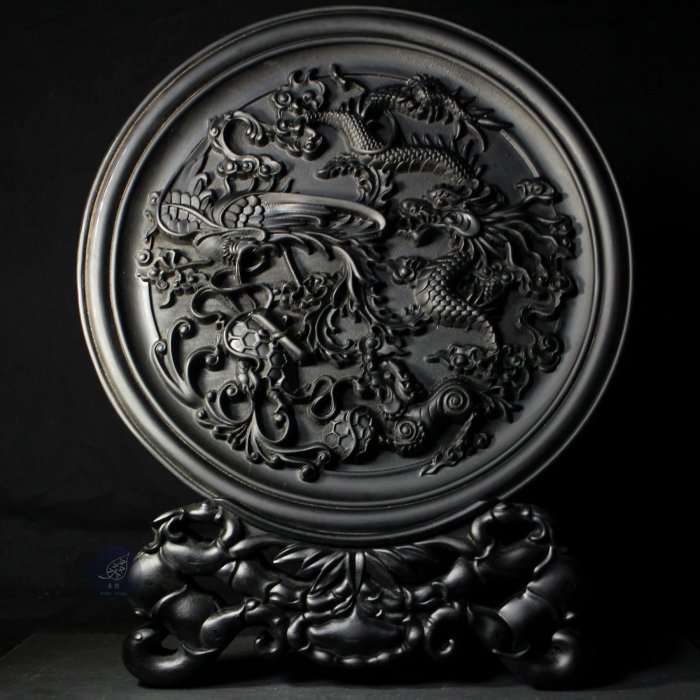 【桑園の】木雕 屏風 大型 29cm 四靈 風水皿 龍 鳳 龜 麒麟 精品 飾皿 Q 8289 | Yahoo拍賣