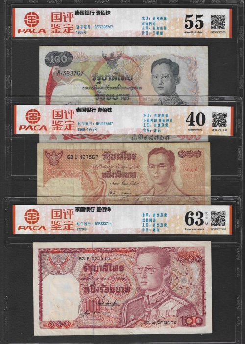 【週日21:00】55~S52~泰國3種版別100泰銖 國評40-63EPQ | Yahoo拍賣