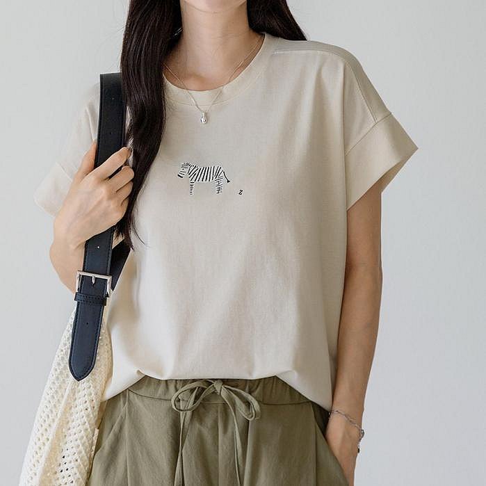 Bellee 正韓 可愛小斑馬純棉圓領短袖上衣 (3色) 【0724-18】 | Yahoo拍賣