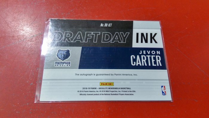 正B】18-19 Absolute【Jevon Carter】Draft Day Ink簽名卡 卡面簽 110/125 | Yahoo拍賣