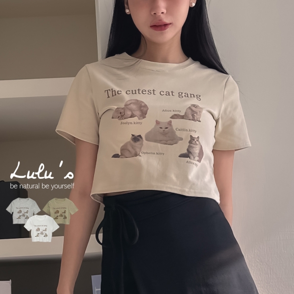 LULUS/kitty cat短版貓咪T恤3色【A01240252】 | 無袖 | Yahoo購物中心