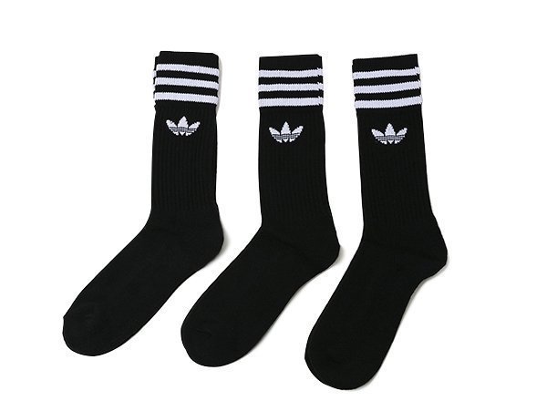 【豬豬老闆】ADIDAS SOLID CREW SOCK 三葉草 襪子 男女 黑S21490 白 S21489 | Yahoo拍賣