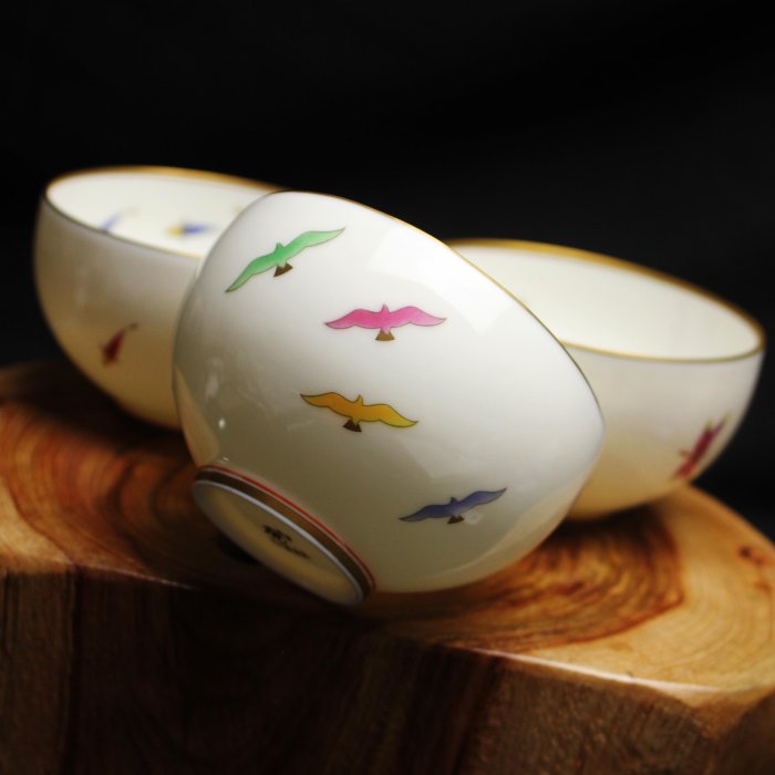 【桑園の】日本 稀有 香蘭社 大自然 好朋友系列 瓷器 薄胎 湯吞 茶杯 3件 美品 Q 6159 | Yahoo拍賣