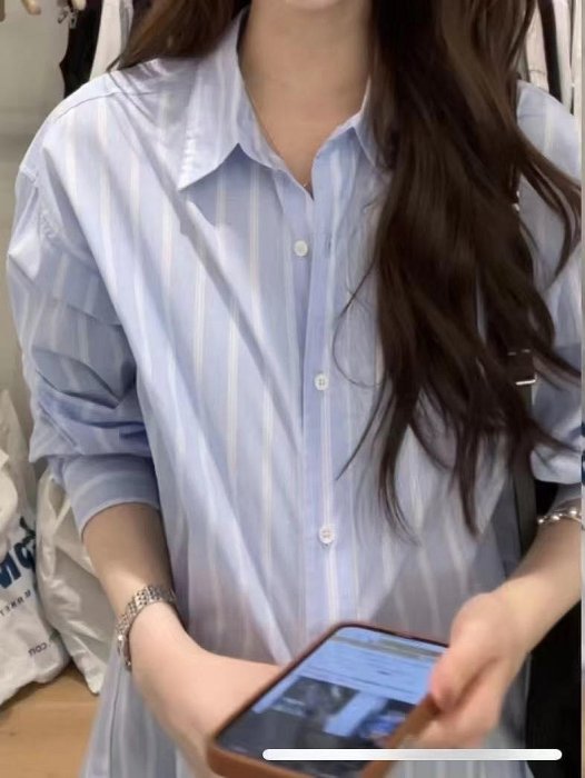 【2025山東四月號】韓國製 ounce 高織絲感藍調防曬高級感細膩材質類似天絲好舒服襯衫 250409 | Yahoo拍賣