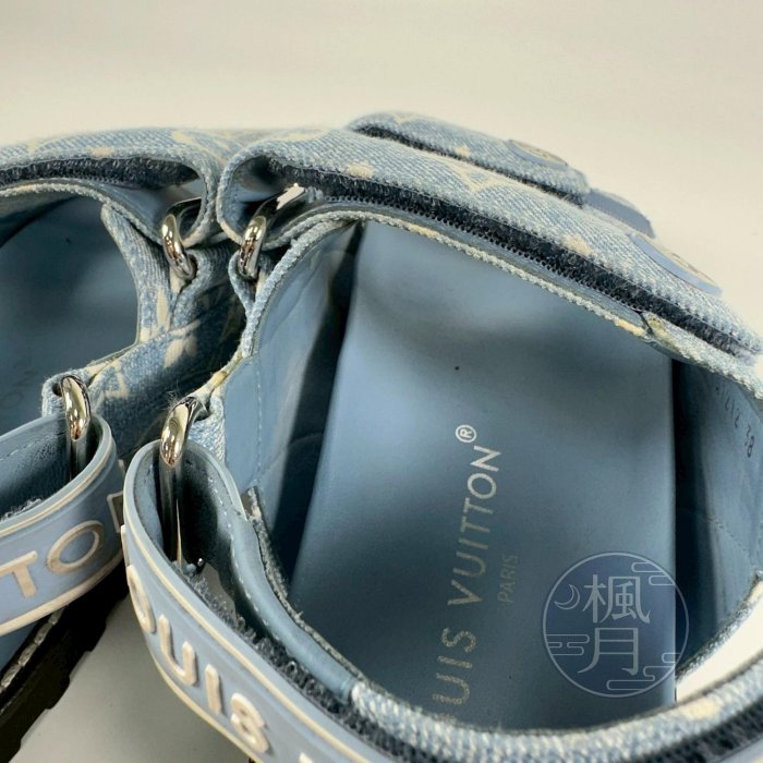 【一元起標 06/02】LOUIS VUITTON LV 淺藍 單寧涼鞋 #38 | Yahoo拍賣