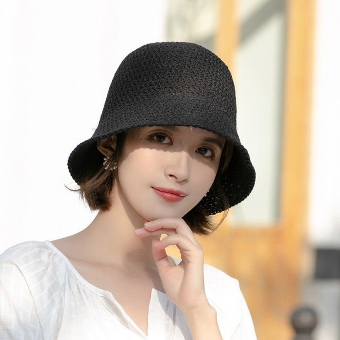 小伊閣 =漁夫帽子女韓版夏季遮陽盆帽薄款透氣網眼編織草帽小沿時尚水桶帽=鴨舌帽*棒球帽*漁夫帽*草帽 | Yahoo拍賣