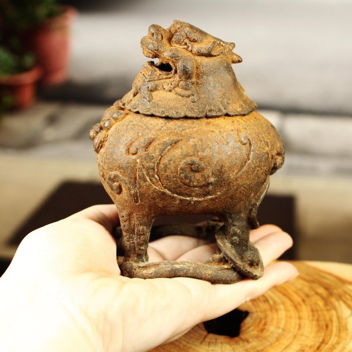 【桑園の】日本古美術 瑞獸 鑄鐵 香爐 桌上型 小香爐 老件 藏品 Q 11046 | Yahoo拍賣