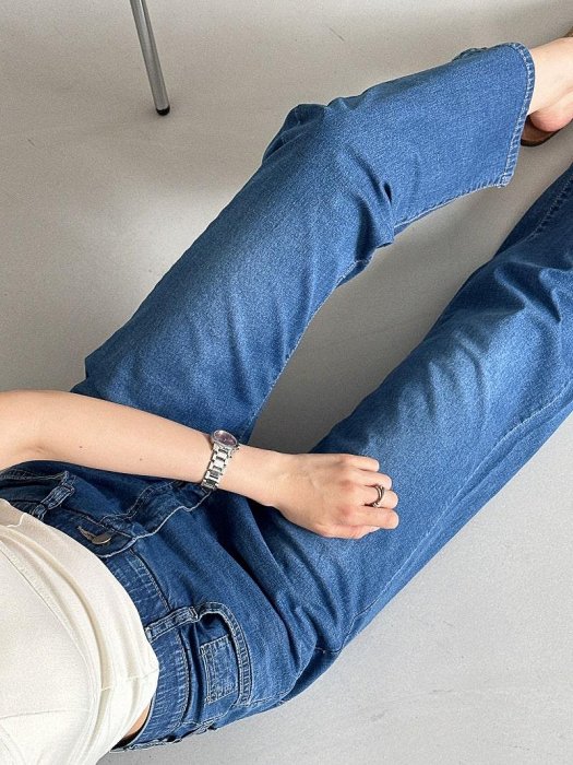 Bellee 正韓 輕盈舒適腰鬆緊寬管直筒牛仔褲 S-L (2色) 【0526-96】 | Yahoo拍賣