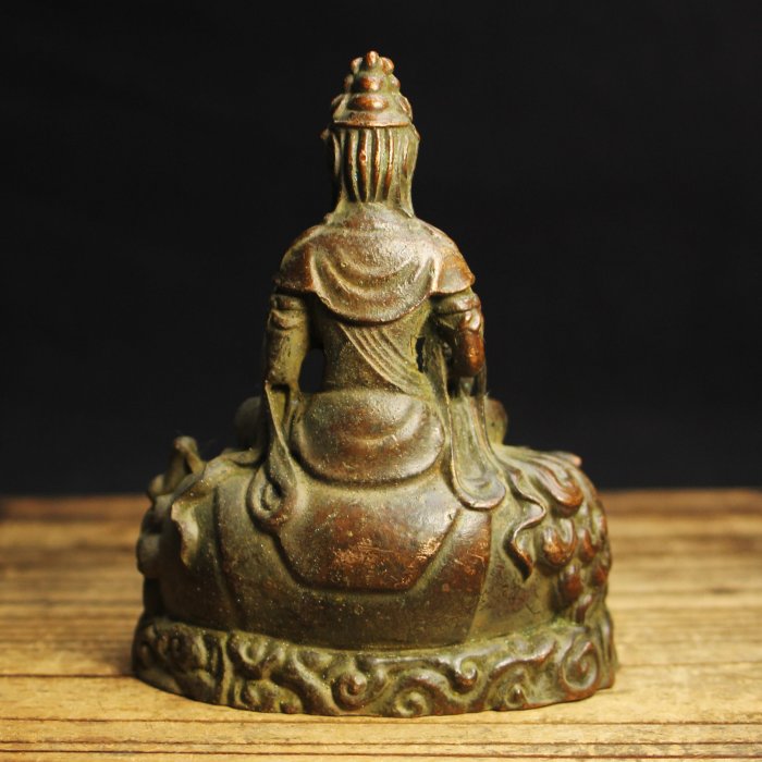 【桑園の】經典佛像 文殊菩薩 銅雕 331g 坐騎青獅 左右大士 Q 2217 | Yahoo拍賣