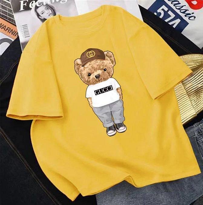 490少量上新特價福利卡通小熊水漿膠印花圓領純棉短袖T恤男女同款T恤XS-4XL | Yahoo拍賣