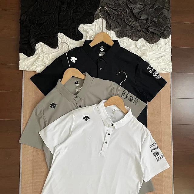 850特價爆款加大碼DESCENTE男士翻領袖口立體字母印花 冰絲速幹無痕男士商務Polo衫短袖T恤M-5XL | Yahoo拍賣