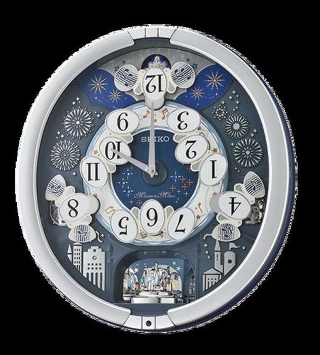 SEIKO 精工寶藍色系繽紛煙火施華洛世奇水晶18組音樂、西敏寺鐘聲活動舞台掛鐘 型號：QXM379S【神梭鐘錶】 | Yahoo拍賣