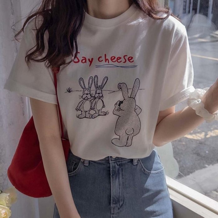 Bellee 正韓 舒適活潑小兔子短袖柔棉上衣 (2色) 【0325-7】 | Yahoo拍賣
