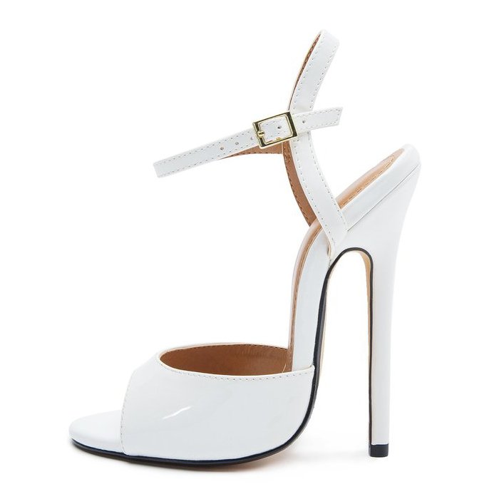 EFP大美人-2021新品*性感魚口後空腳踝綁帶SM女王超高14cm細跟床上高跟涼鞋~亮面PU黑白紅*39-48碼 | Yahoo拍賣