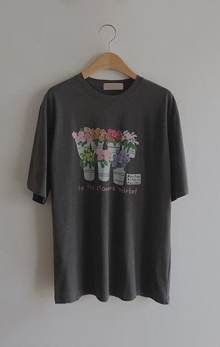 Bellee 正韓 引人注目可愛小花盆短袖棉上衣 (2色) 【0618-84】KA | Yahoo拍賣