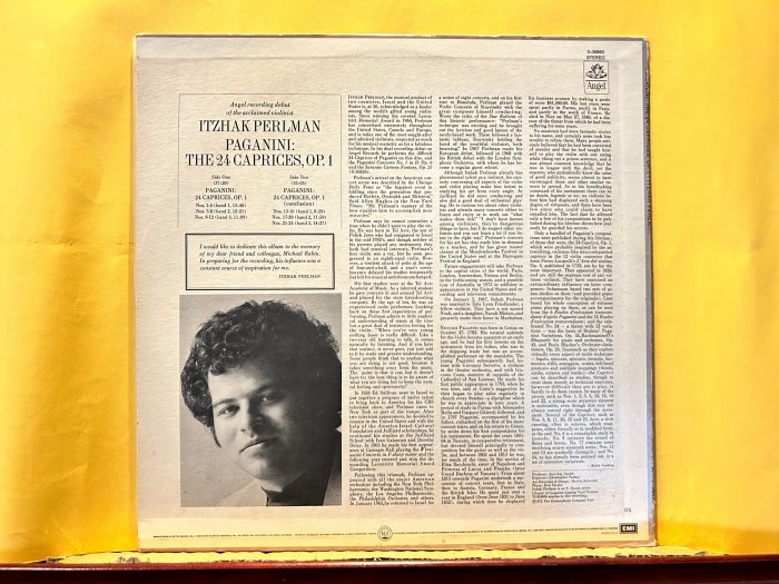 【黑膠報報-黑膠】ITZHAK PERLMAN Paganini:The 24 Caprices,Op.1 -A12-9 | Yahoo拍賣