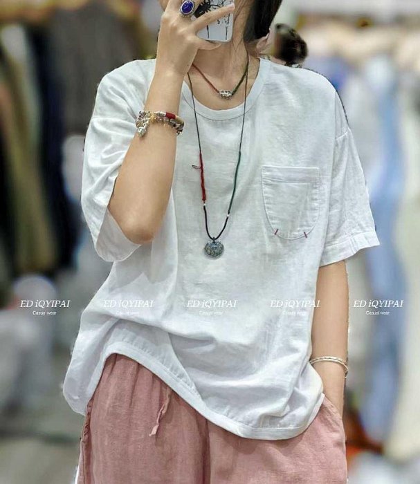 【木棉衣舖】棉圓領寬鬆大碼休閒短袖T恤-0718 | Yahoo拍賣