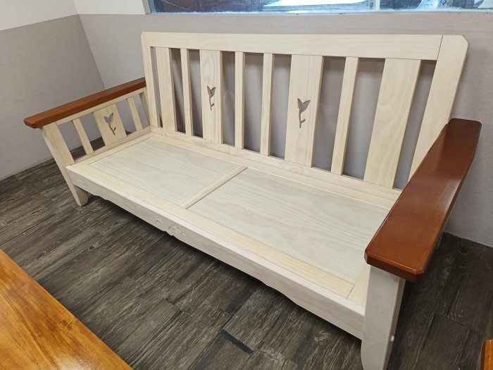 【國民二手樂活館】圓夏家具鄉村風橡木+紐西蘭松木三人沙發(附替換椅套) 自取價8500 | Yahoo拍賣