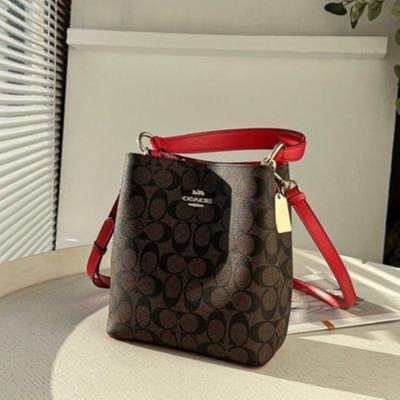 【小怡代購】全新 COACH 2312 美國正品代購新款女士經典PVC配牛皮小號水桶包 手提包 單肩斜跨包 超低直購 | Yahoo拍賣