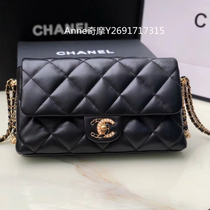 二手正品 CHANEL 香奈兒 女款 黑色 雙C 鴛鴦扣 口蓋包 鏈條包 單肩包 斜挎包 AS2563 | Yahoo拍賣