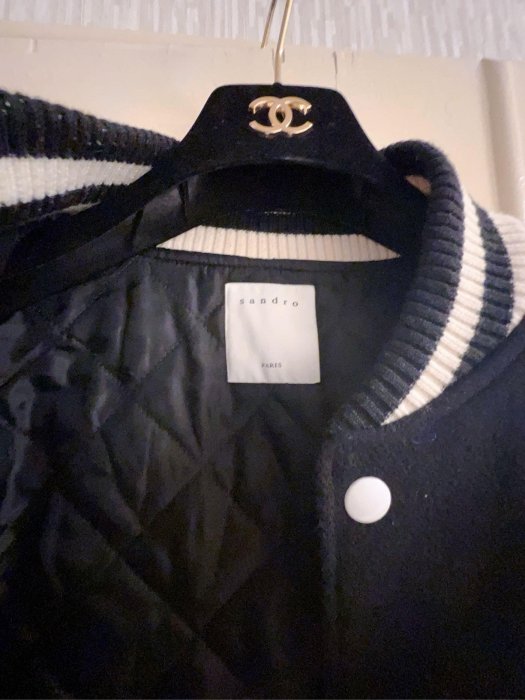Sandro varsity jacket/Sandro羊皮羊毛拼接棒球外套 | Yahoo拍賣